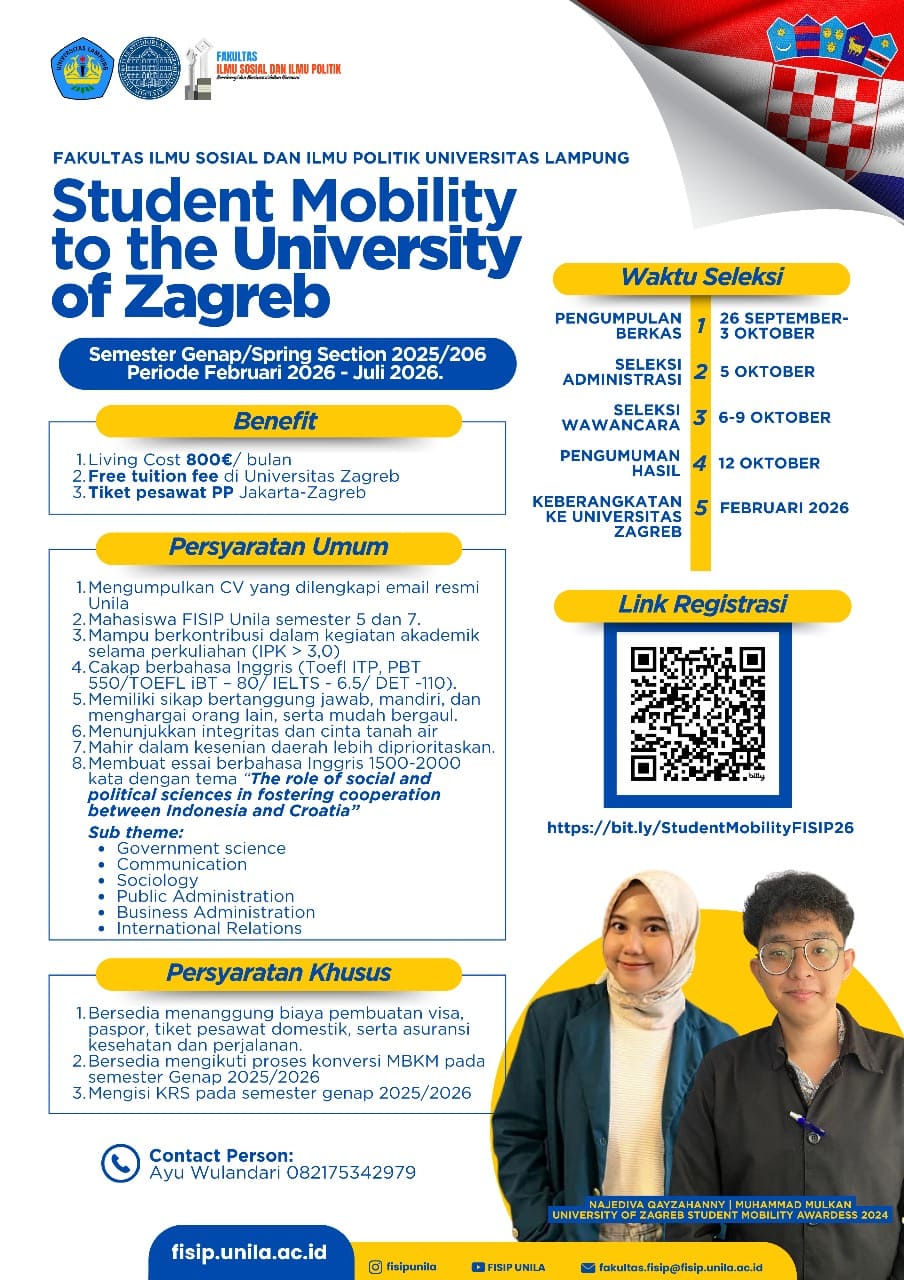 FISIP Unila Buka Pendaftaran Student Mobility ke University of Zagreb ...